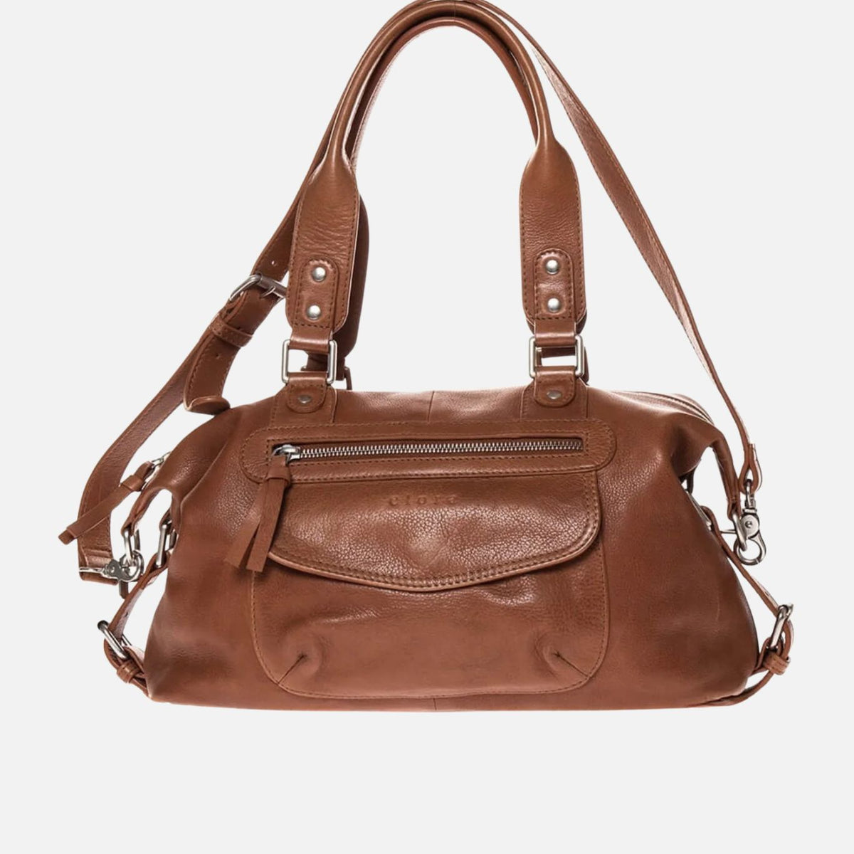 Sac bowling en cuir camel – Elora