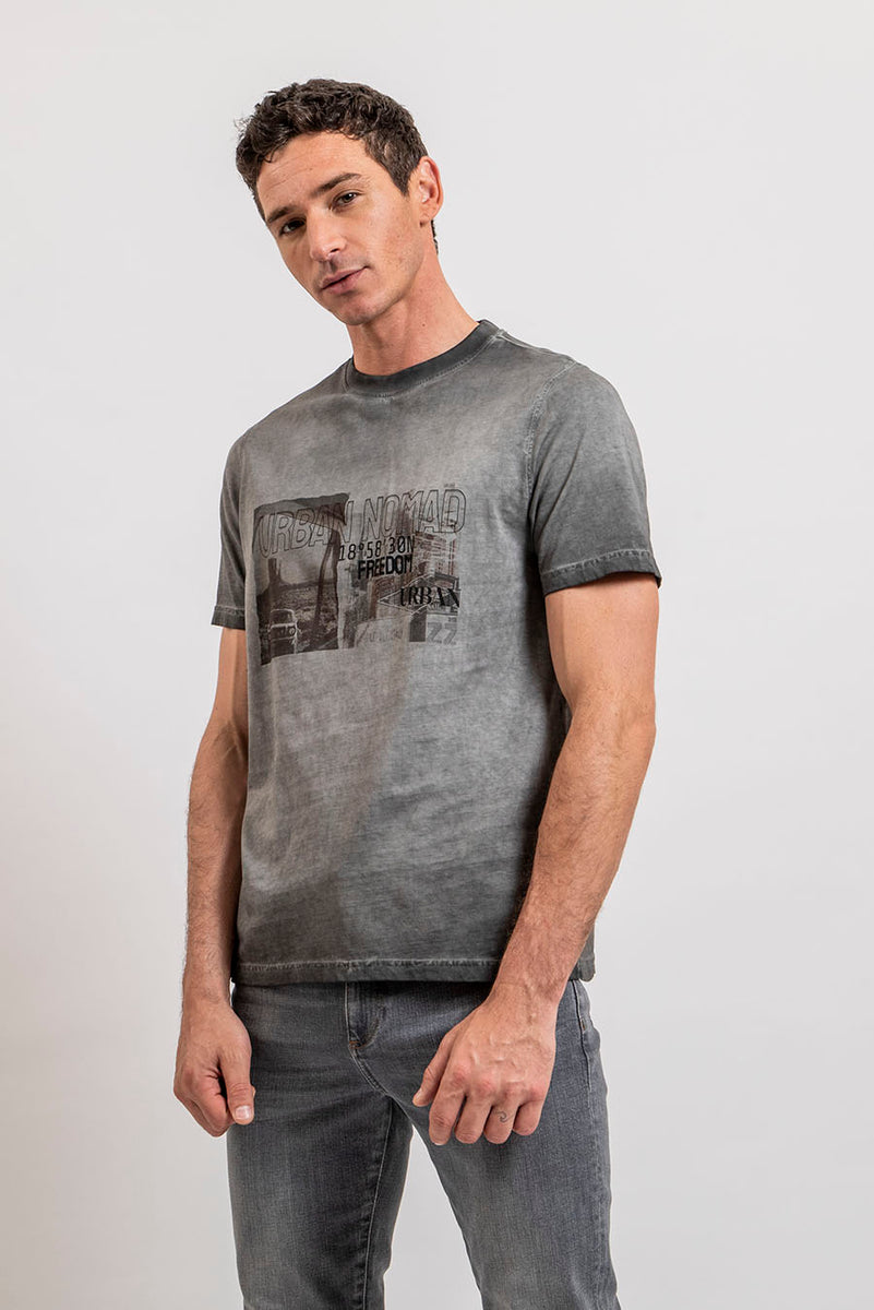 T-shirt gris print rock – Elora