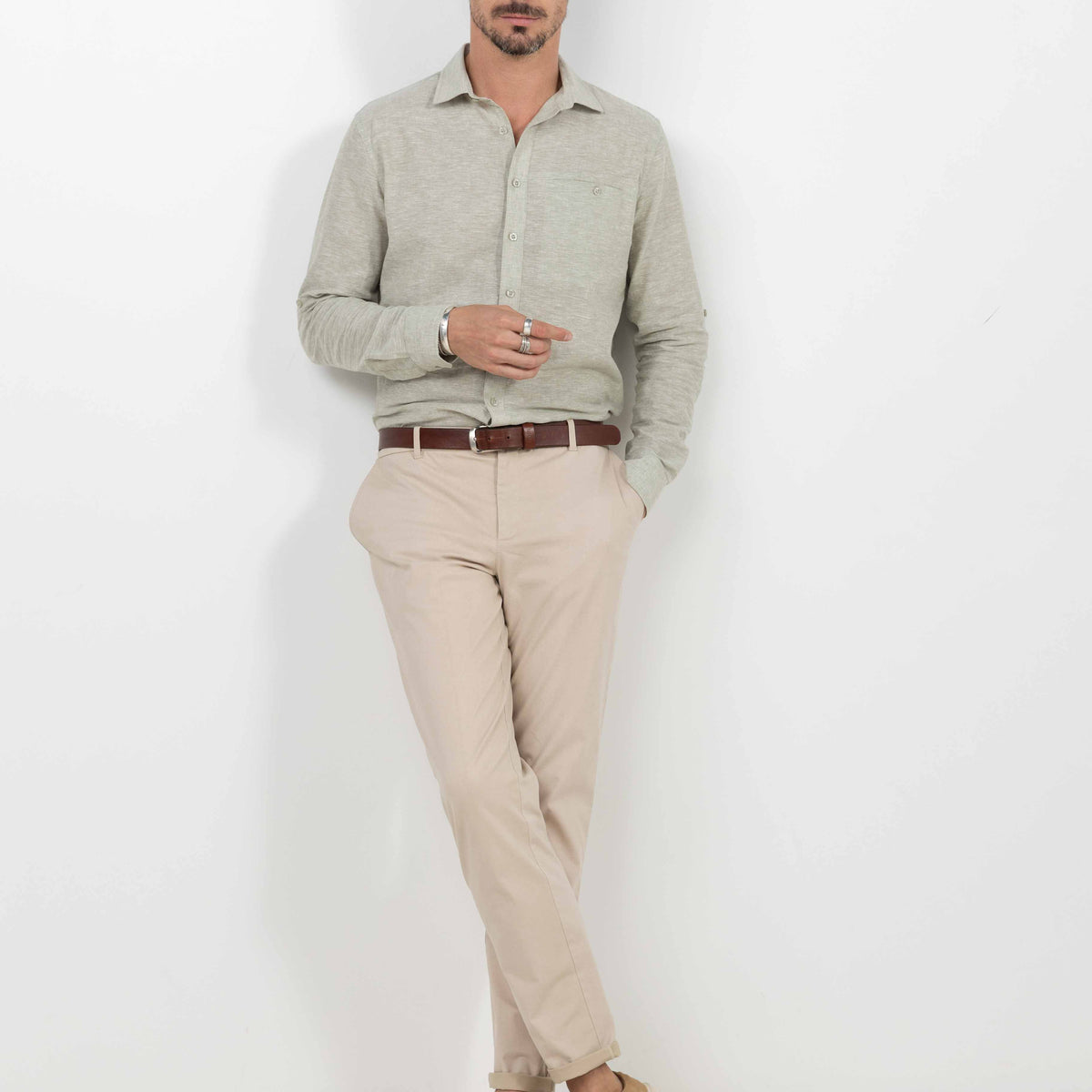 Elegant beige stretch chino – Elora